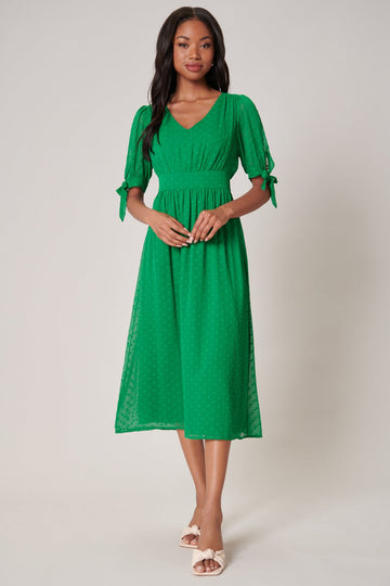 Kismet Chiffon Dot One Shoulder Midi Dress Sugarlips